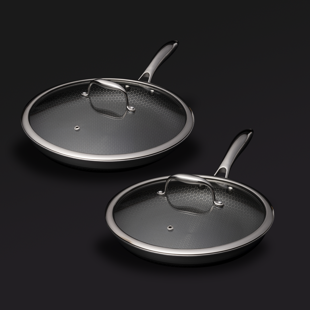 30 cm & 25 cm Hybrid Pan & Lid Set – HexClad Cookware EU